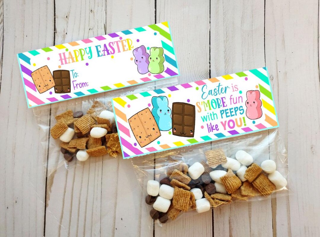 Easter S'more's Bag Treat Toppers, Easter Smore Favors, Easter is S ...