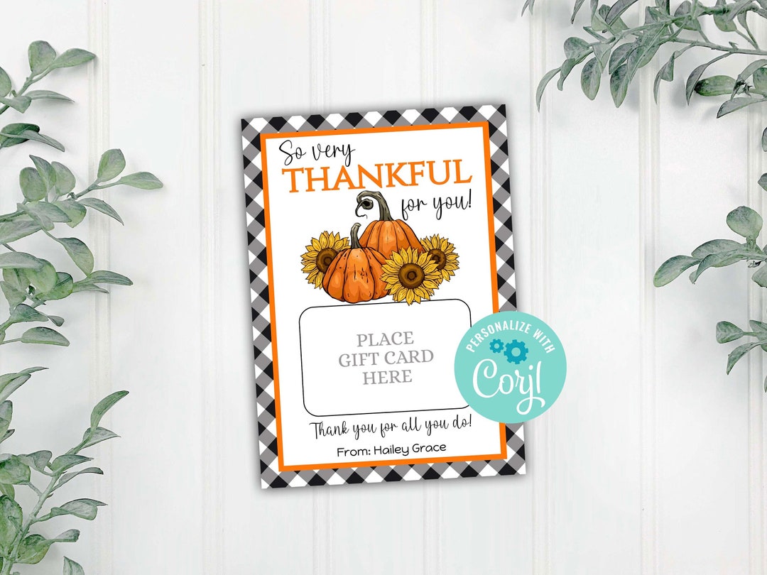 Editable Fall Thanksgiving Gift Card Holder Fall so Very - Etsy