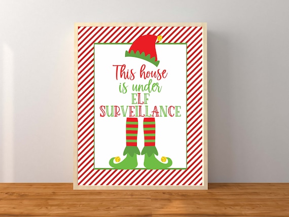 Elf Surveillance Sign Elf Surveillance Printable Elf - Etsy