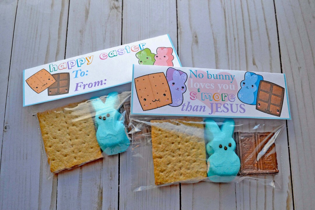 Easter S'more's Bag Treat Toppers, Easter Smore Favors, Christian No ...