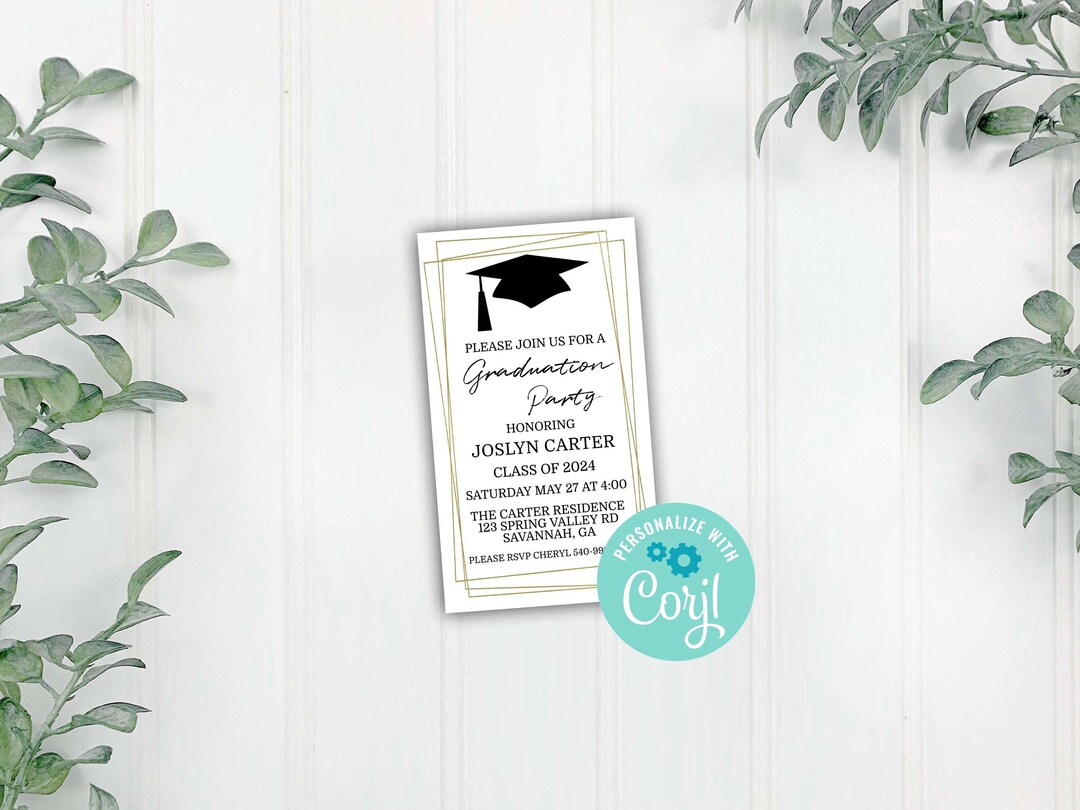 Graduation Party Invitation Card Insert, Editable Graduation ...
