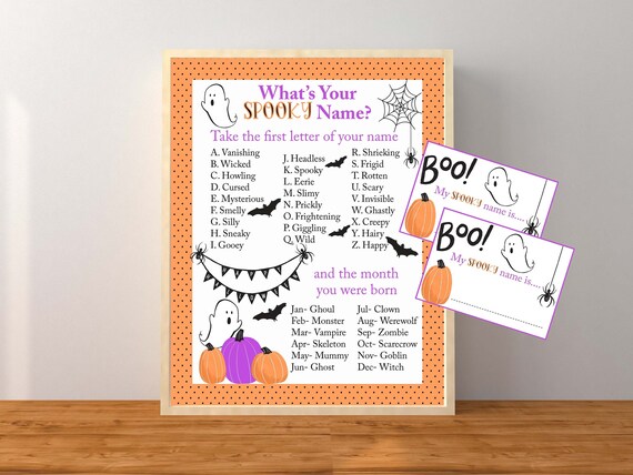 Halloween Name Game Halloween Party What's Your Name | Etsy