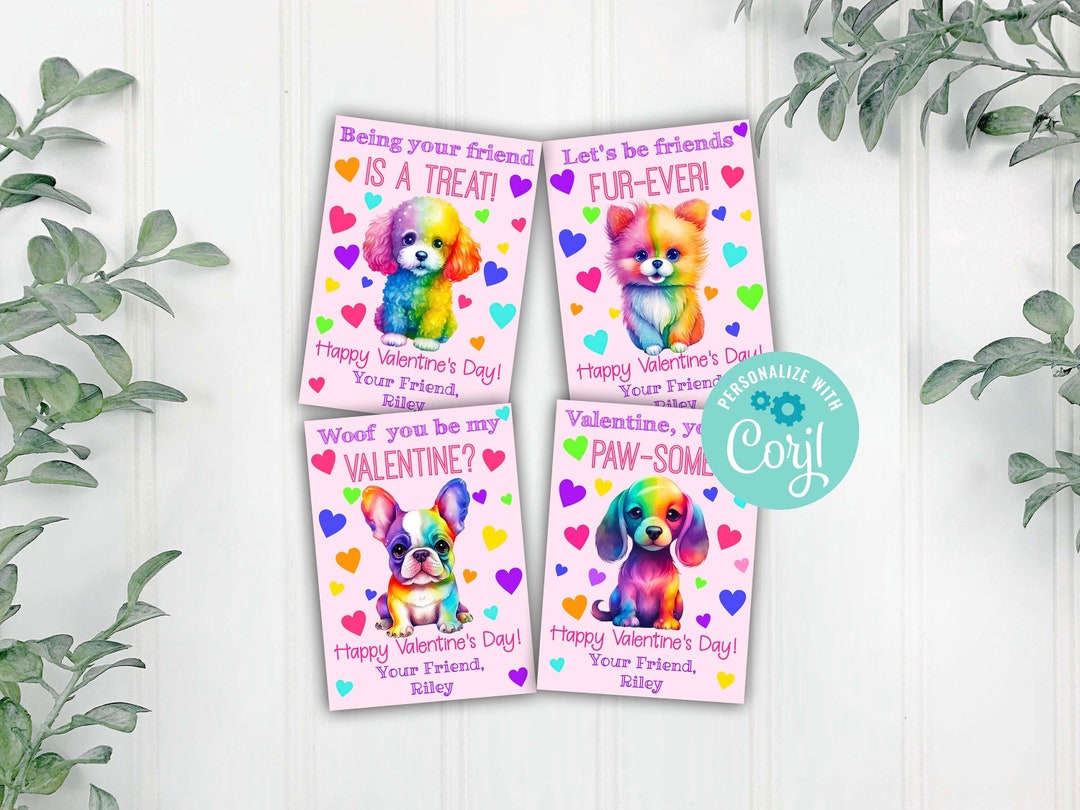 Puppy Valentine's Day Cards, Dog Valentine Card Favor Tags, Valentine ...