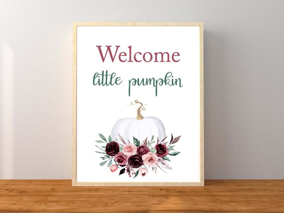 Welcome Little Pumpkin Sign Welcome Baby Sign Girl Baby | Etsy
