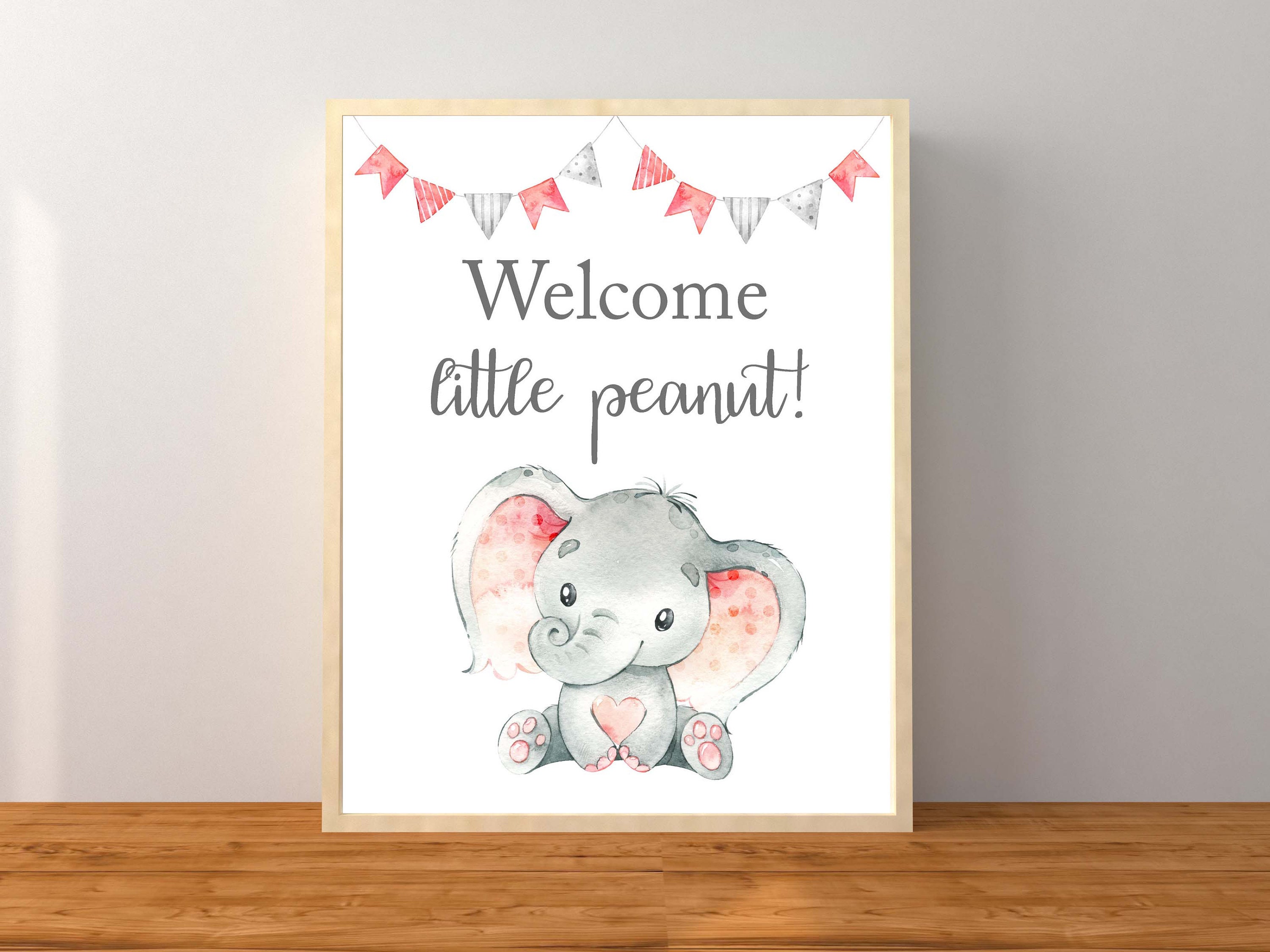 Welcome Little Peanut Sign Welcome Baby Sign Elephant Little | Etsy
