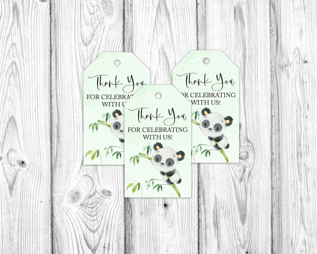 Green Panda Favor Tags, Panda Baby Shower Decorations, Gender Neutral ...