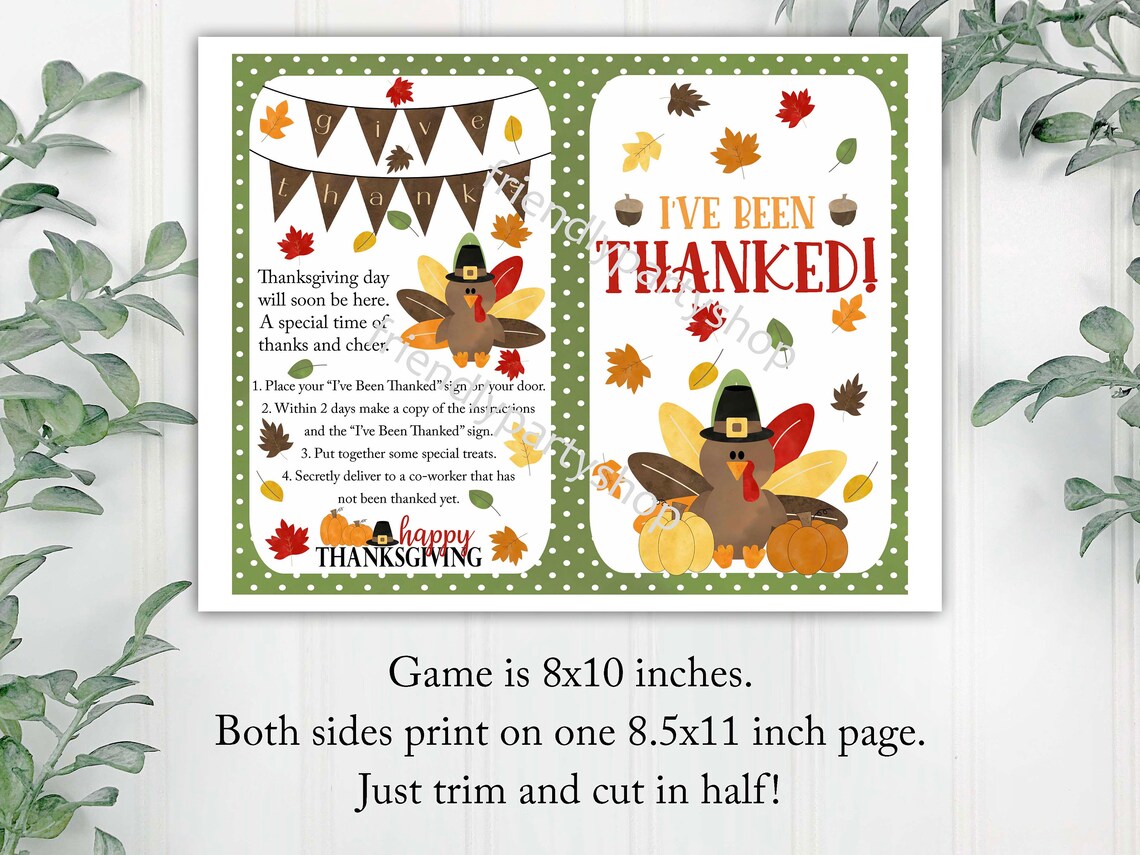 I've Been Thanked Coworker Game, You've Been Thanked, Thanksgiving Fall ...