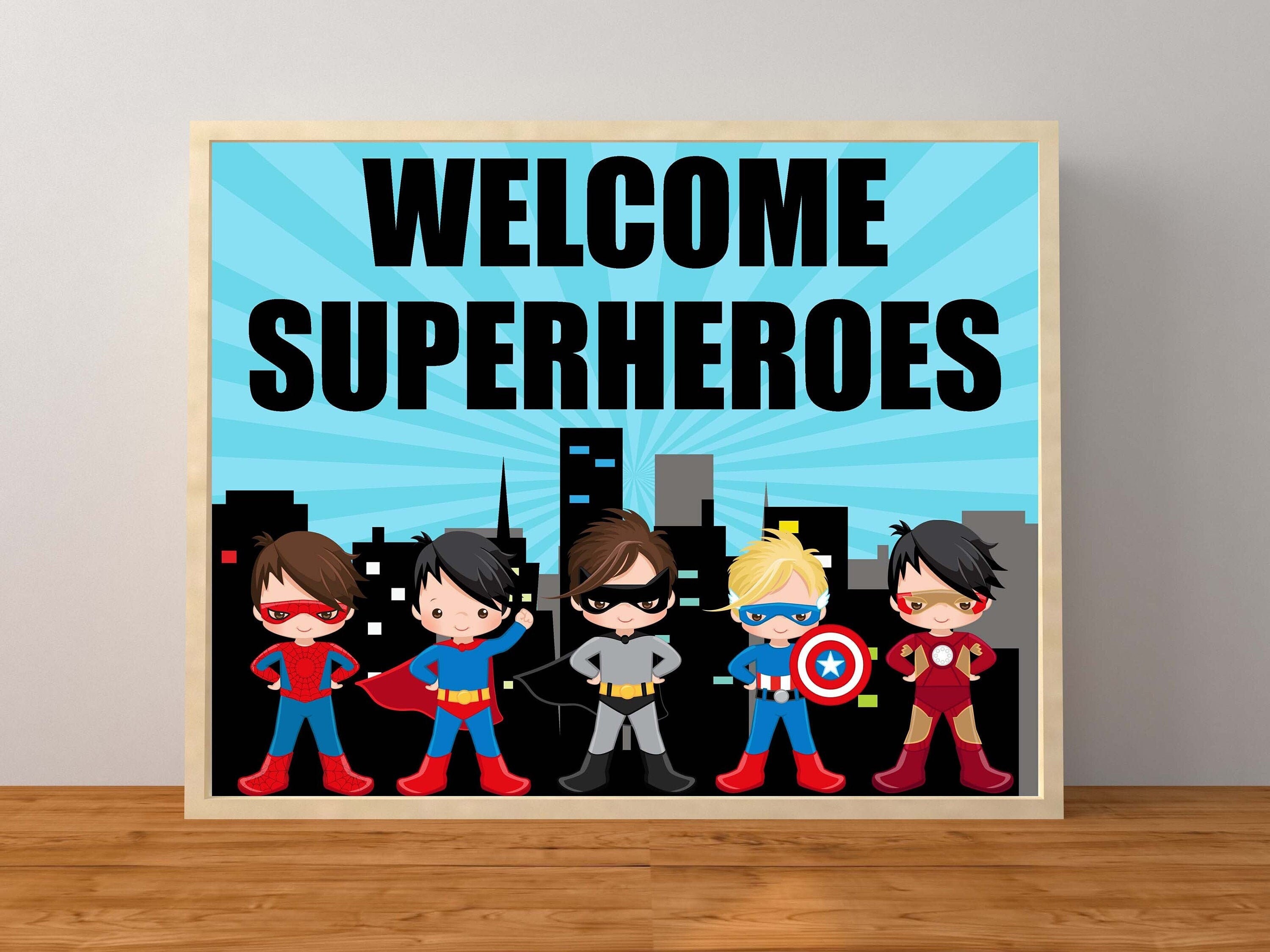 Superhero Party, Welcome Superheroes Sign, Superhero Decorations ...