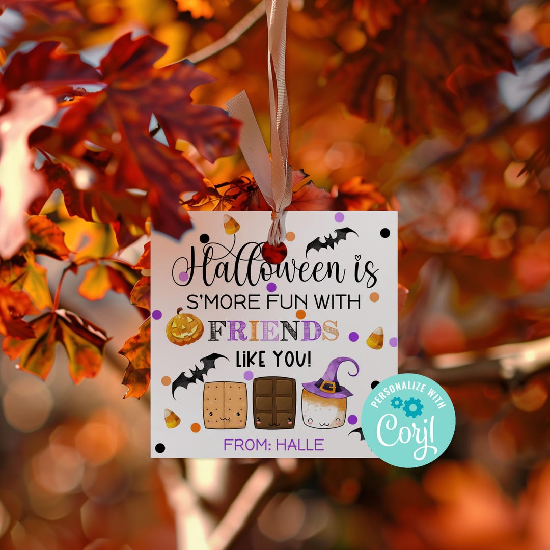 Halloween S'mores Treats Tags, Halloween Smore Favor Treat Tag, Fall ...