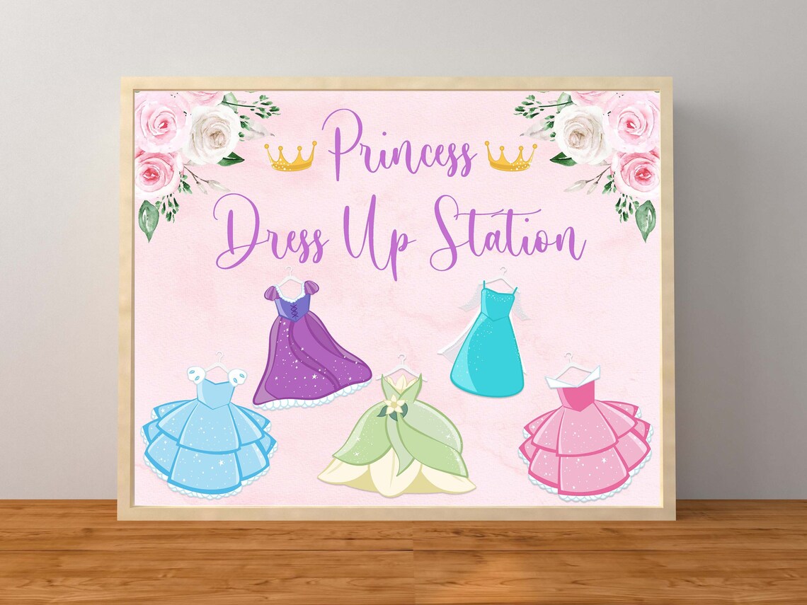 Princess Birthday Party Princess Party Sign Princess Dress | Etsy
