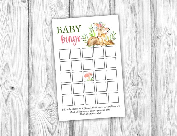 Deer Baby Shower Bingo Game Floral Woodland Bingo Game Bingo - Etsy