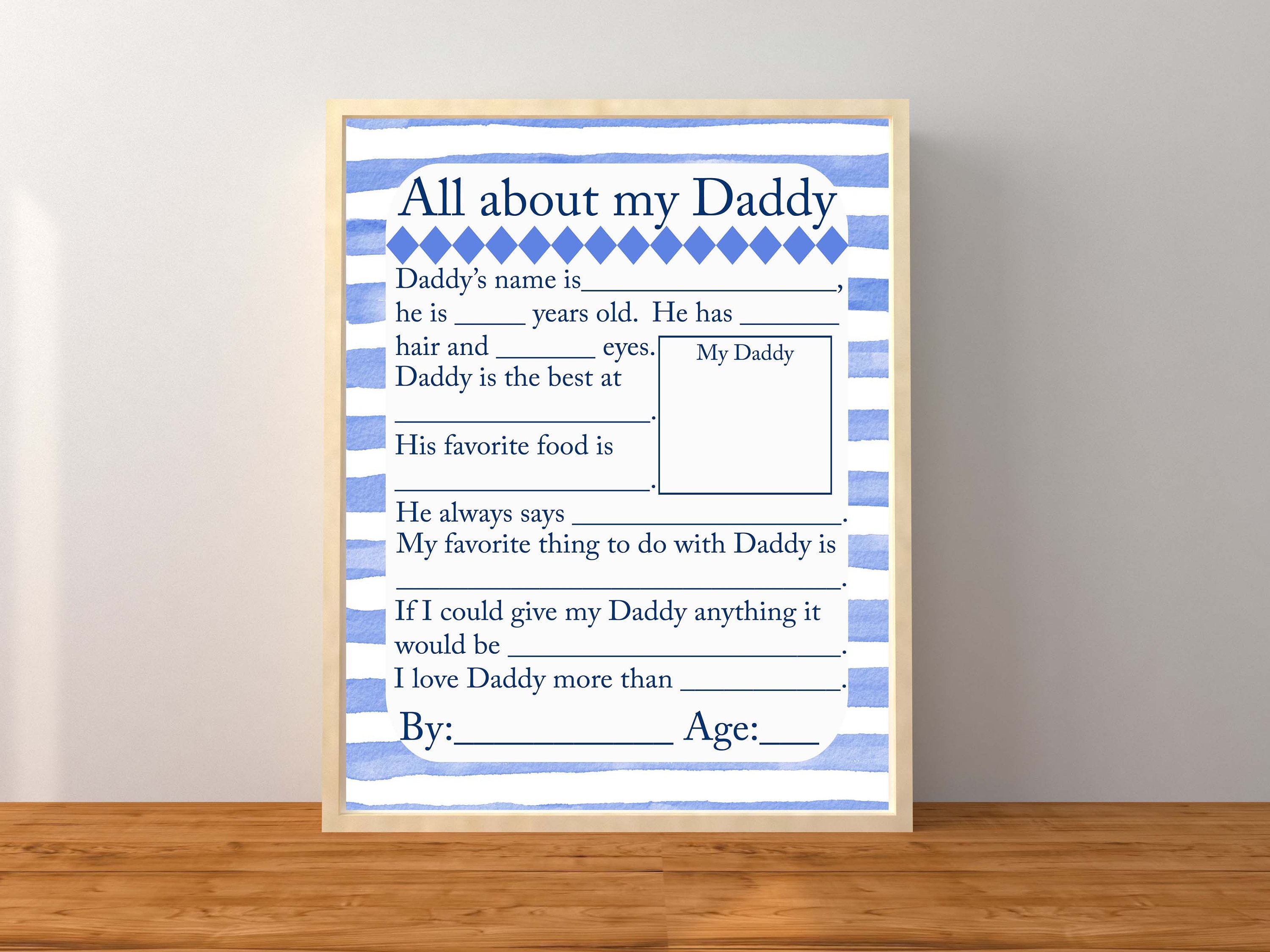All About My Daddy, Dad Printable, All About My Dad, Gift for Dad ...