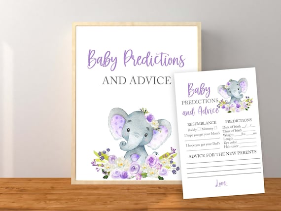 Baby Predictions and Advice Sign Elephant Baby Predictions | Etsy