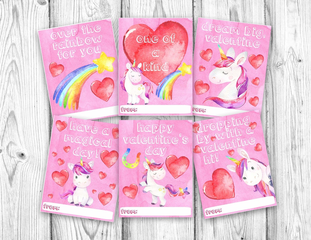 Unicorn Valentine's Day Cards Printable Valentine's - Etsy