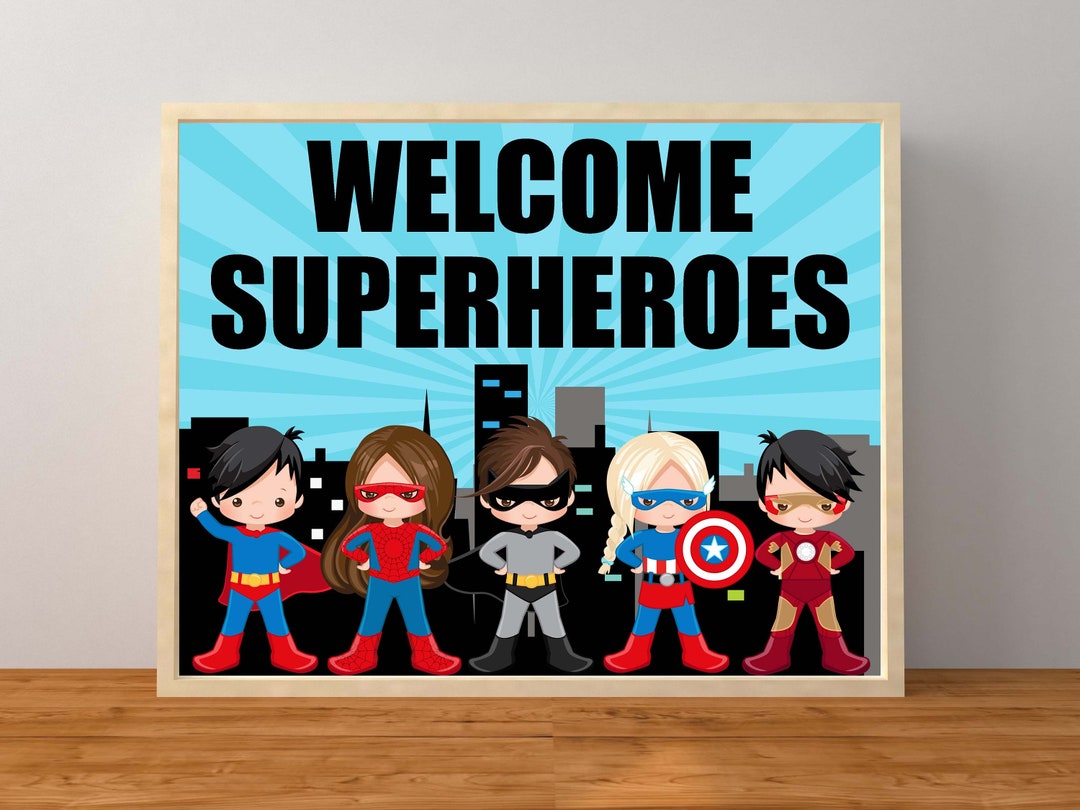 Welcome Superheroes Party Sign, Superhero Decorations, Gender Neutral ...