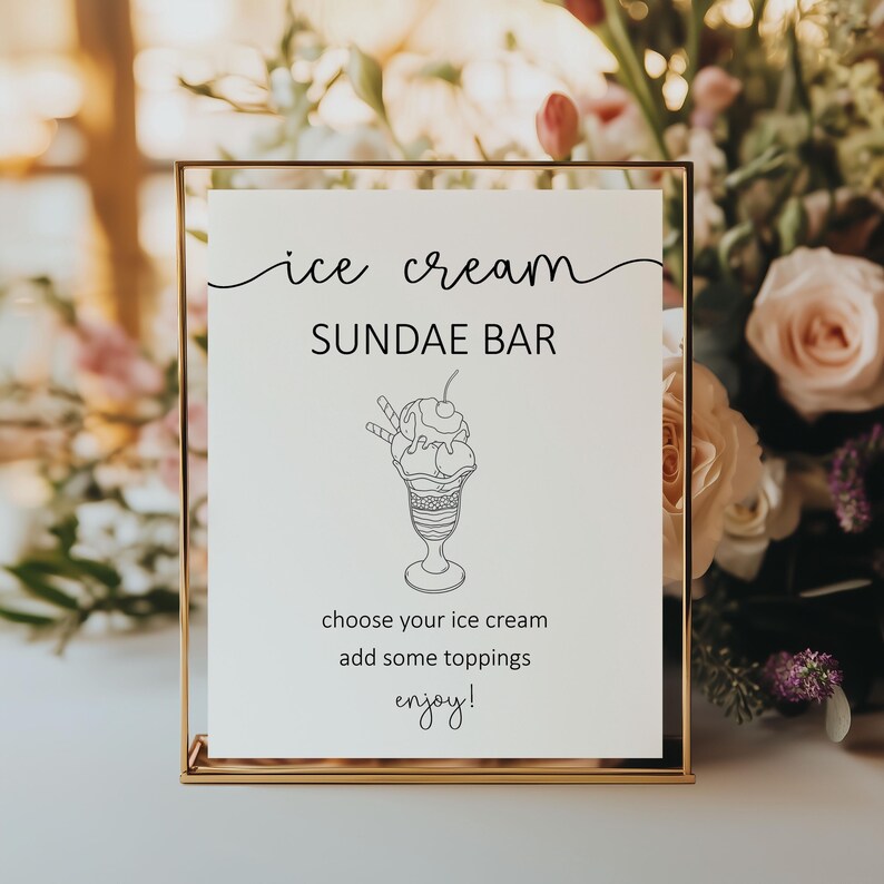 Ice Cream Sundae Bar Sign, Birthday Party Ice Cream Station Decorations ...