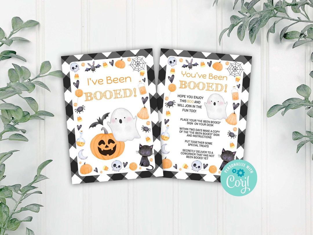 Editable Halloween Coworker You've Been Booed Sign and Instructions, I ...