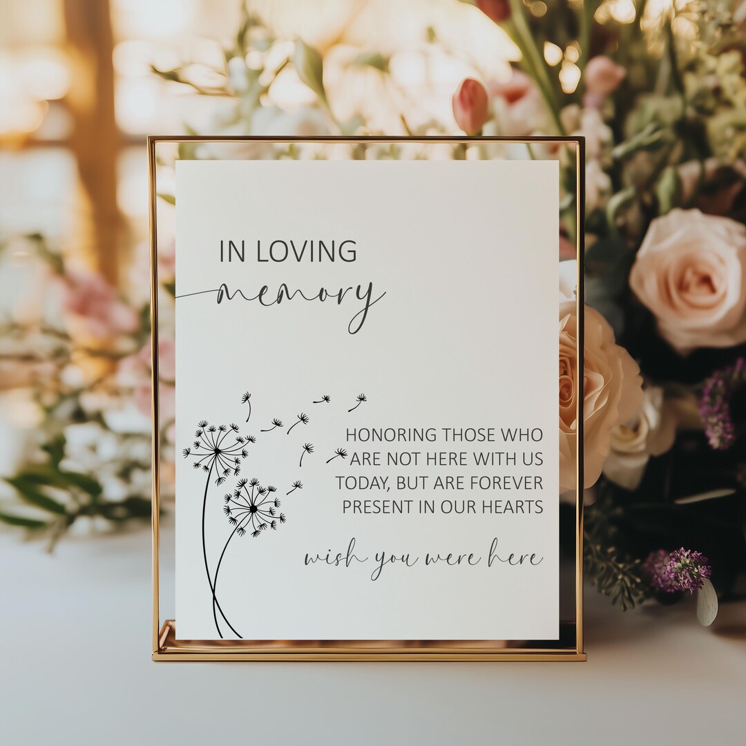 In Loving Memory Floral Wedding Sign, Memory Table Sign, Dandelion ...
