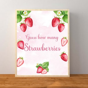 Guess How Many Strawberries Are in the Jar, Strawberry Baby Shower Game ...