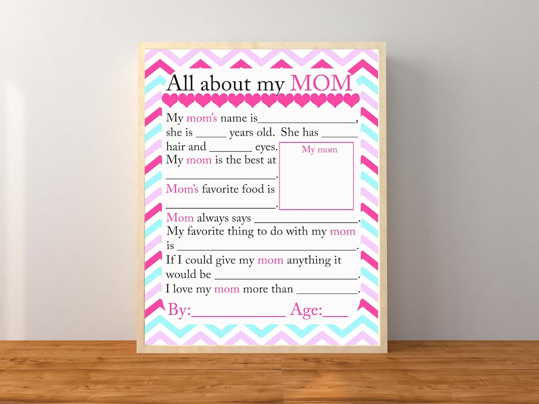 All About Mom, Mom Printable, All About My Mom, Gift for Mom, Mother's ...
