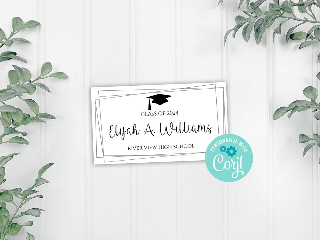 Graduation Name Enclosure Card Invite Insert, Corjl Editable Graduation ...