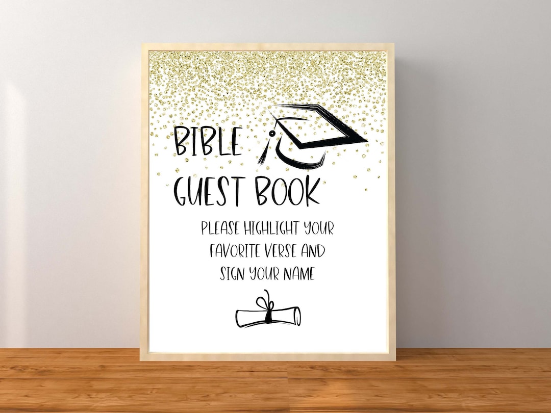 Gold Graduation Bible Guest Book Sign, Graduation Party, Graduation ...