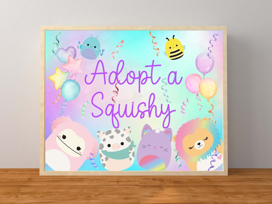 Adopt a Squishy Sign and Certificate, Squish Birthday Party, Squishy ...