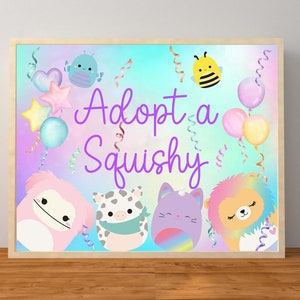 Adopt a Squishy Sign and Certificate, Squish Birthday Party, Squishy ...