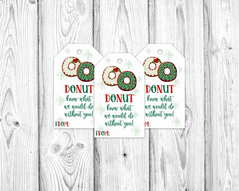 Donut Christmas Gift Tags Appreciation Gift Tags Donut Favor - Etsy