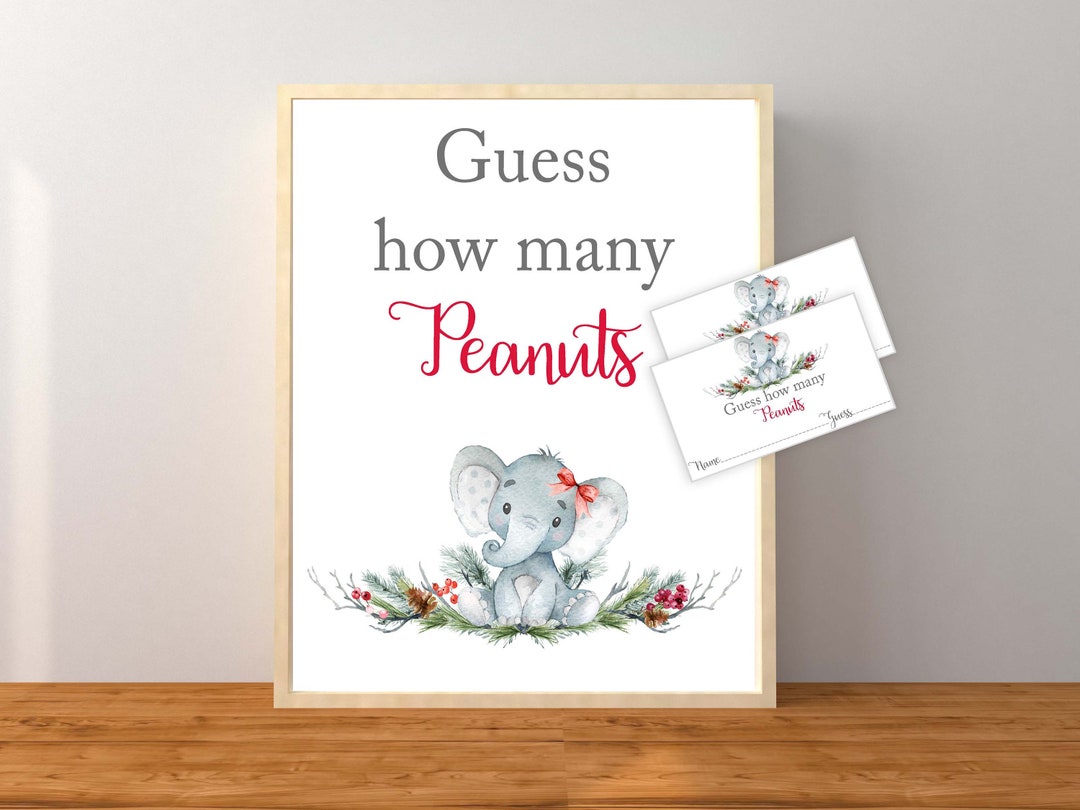 Guess How Many Peanuts Peanuts Baby Shower Game Elephant - Etsy