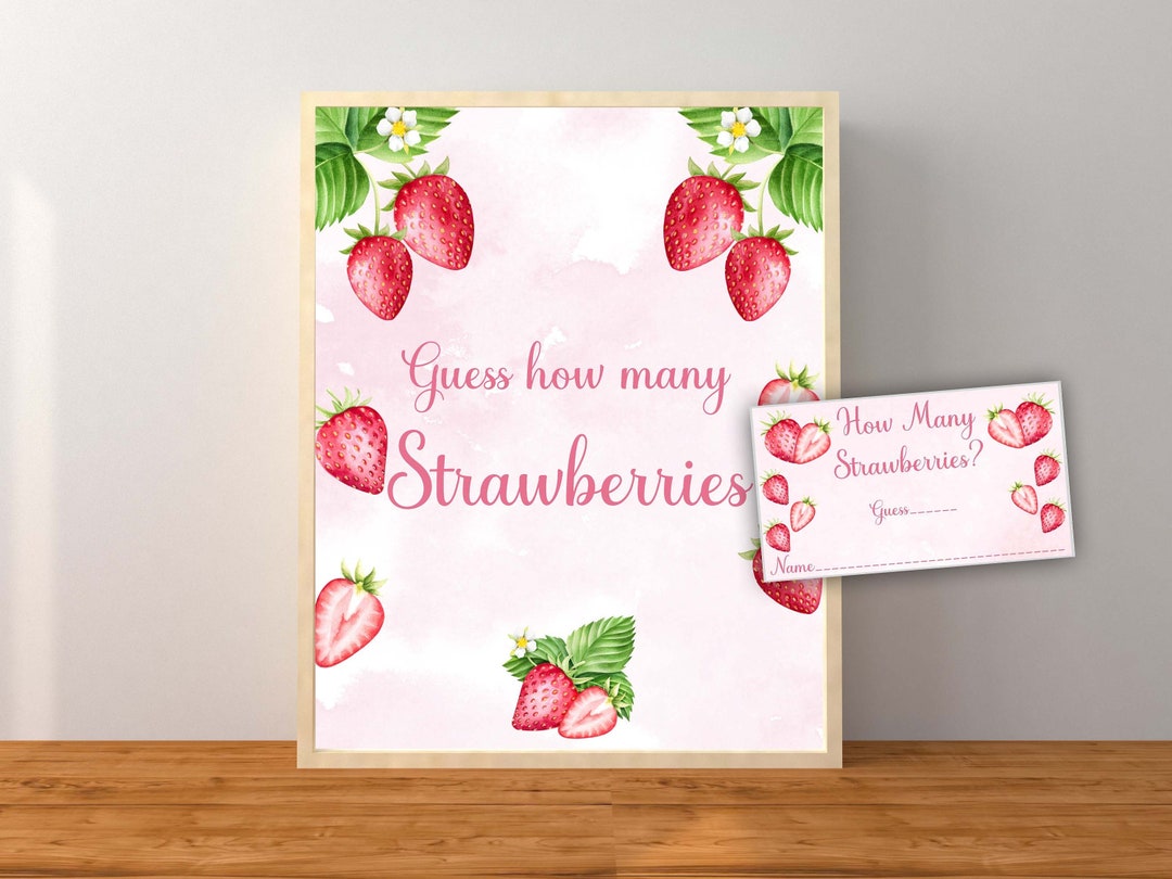 Guess How Many Strawberries Are in the Jar, Strawberry Baby Shower Game ...