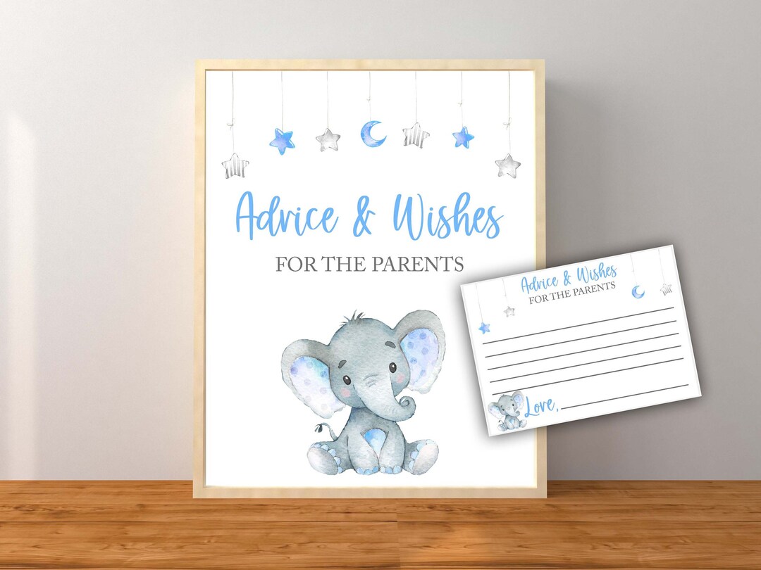 Advice and Wishes for the Parents to Be, Blue Elephant Baby Shower ...