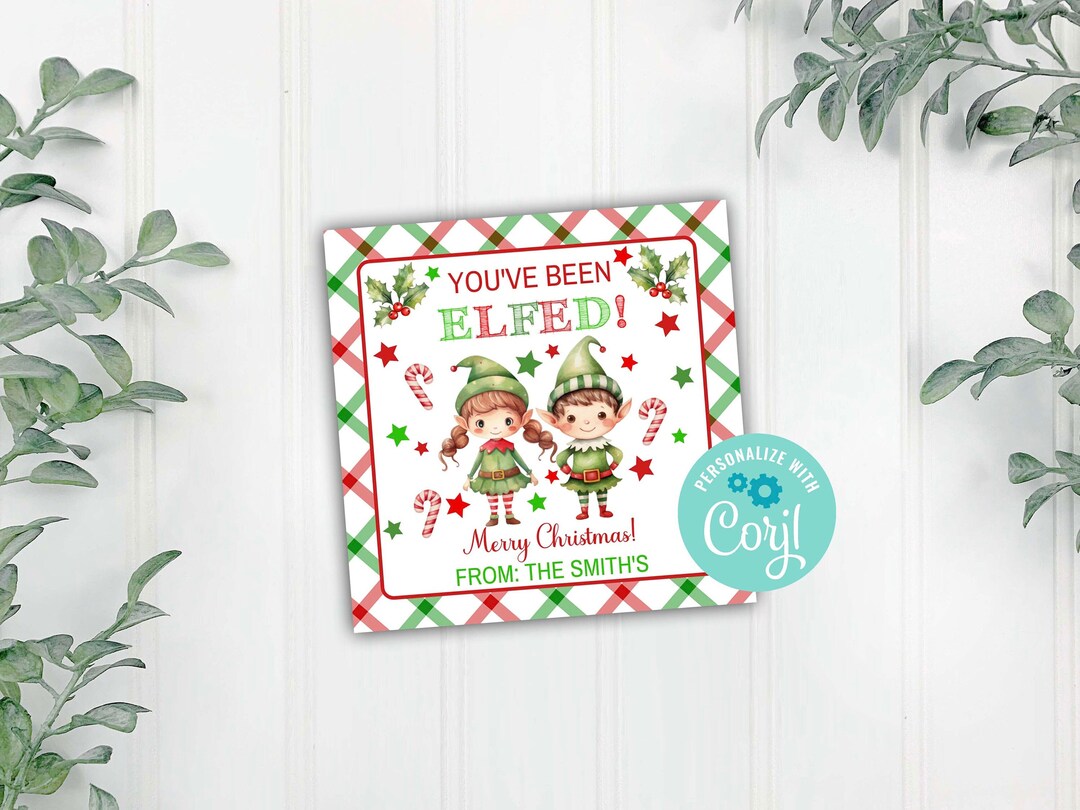 You've Been Elfed Christmas Treat Tags, Elf Holiday Favor Tag, Elf'd ...