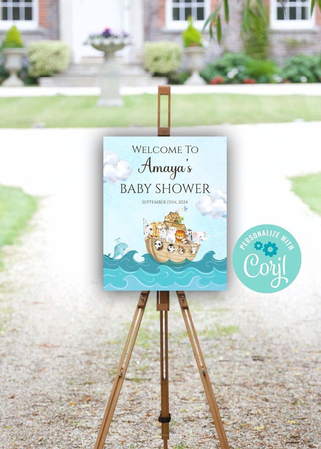 Noah's Ark Welcome Baby Shower Sign, Noahs Ark Decorations, Gender ...