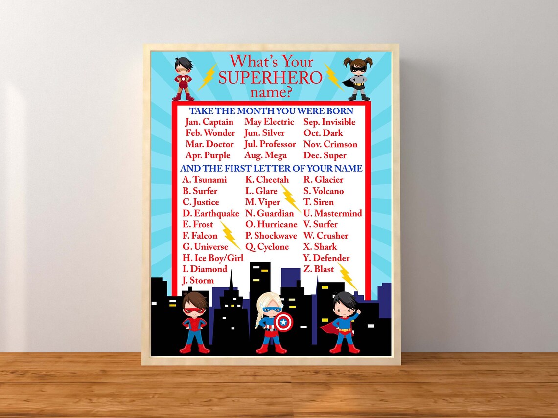 Superhero Name Game, What's Your Superhero Name, Superhero Birthday ...