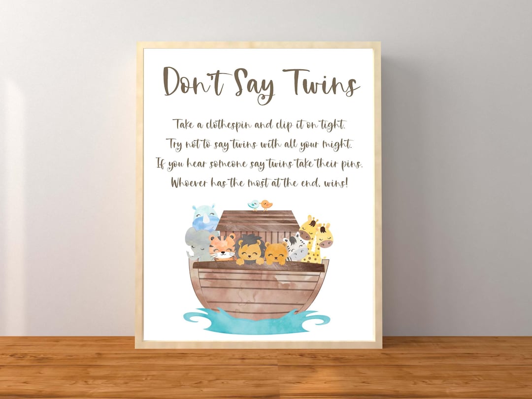 Noah's Ark Don't Say Twins Baby Shower Sign, Noahs Ark Don't Say Twins ...