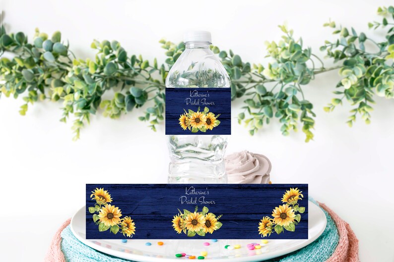 Sunflower Water Bottle Labels Sunflower Baby Shower Editable - Etsy