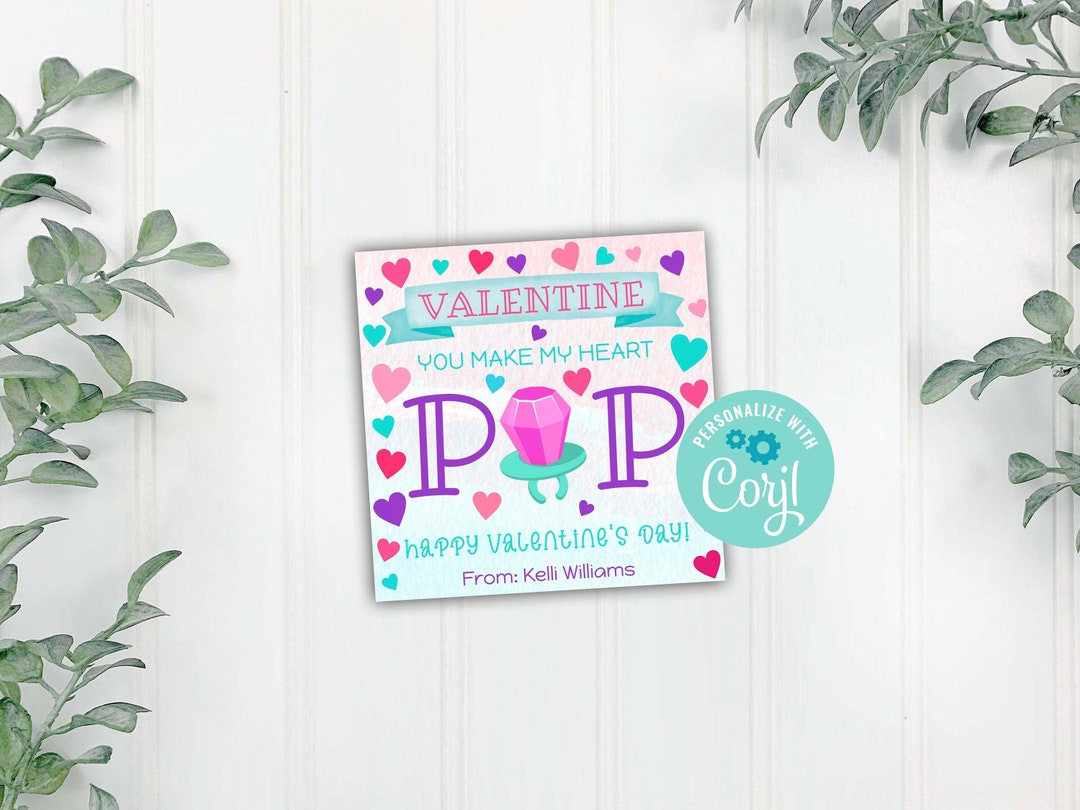 Valentine's Day Ring Gift Tag, Valentine You Make My Heart Pop Tags ...