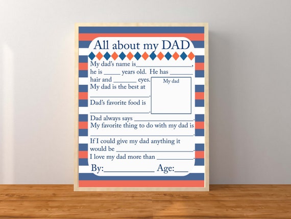 All About My Dad Dad Printable All About My Daddy Gift for - Etsy