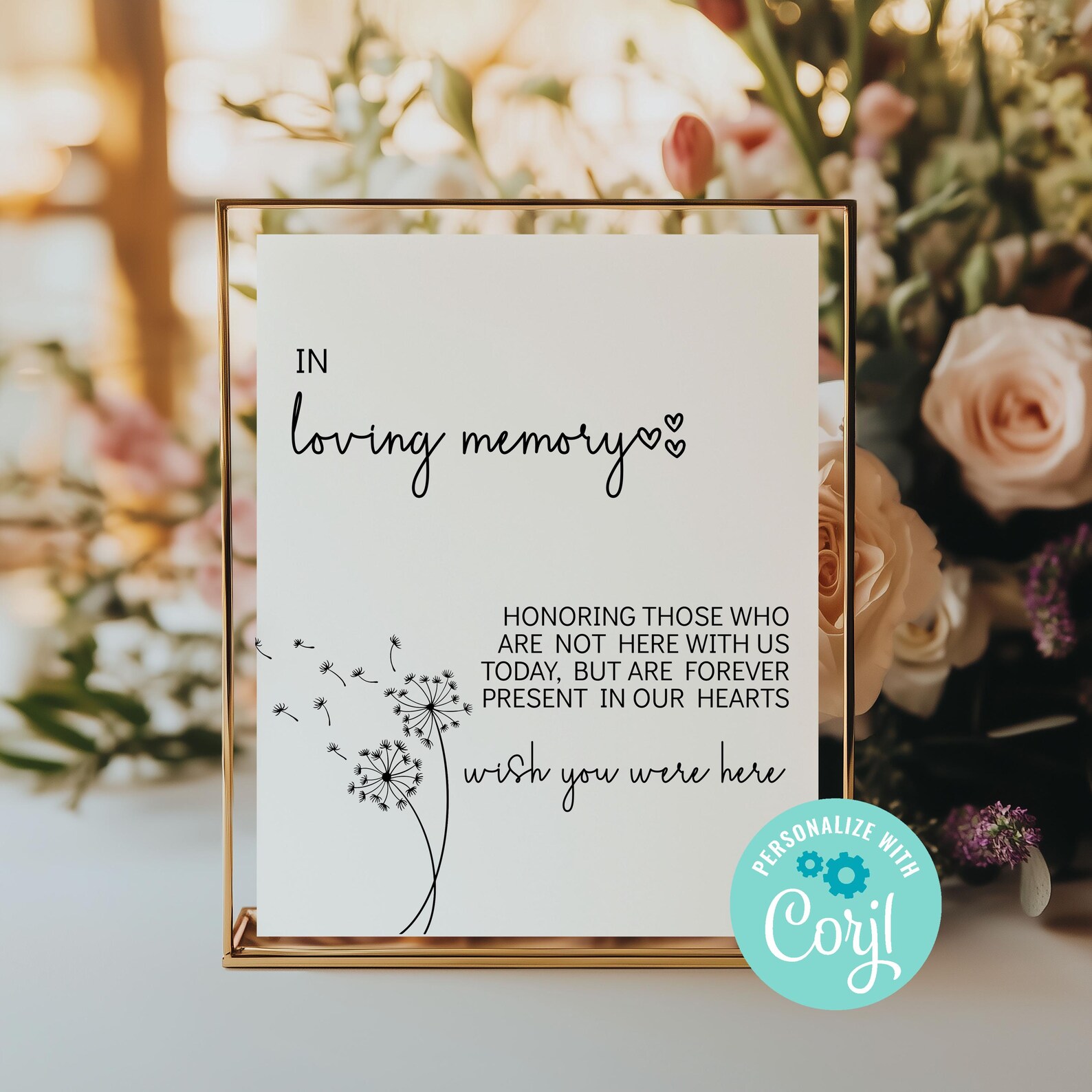 Custom in Loving Memory Wedding Sign, Personalized Wish You Were Here ...