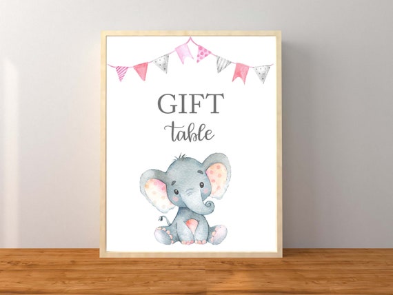 Gift Table Sign Elephant Gift Table Sign Girl Elephant Baby - Etsy