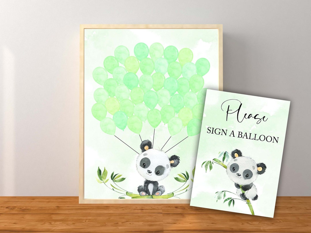Panda Guest Book Sign, Panda Baby Shower Guest Sign, Panda Balloon Sign ...