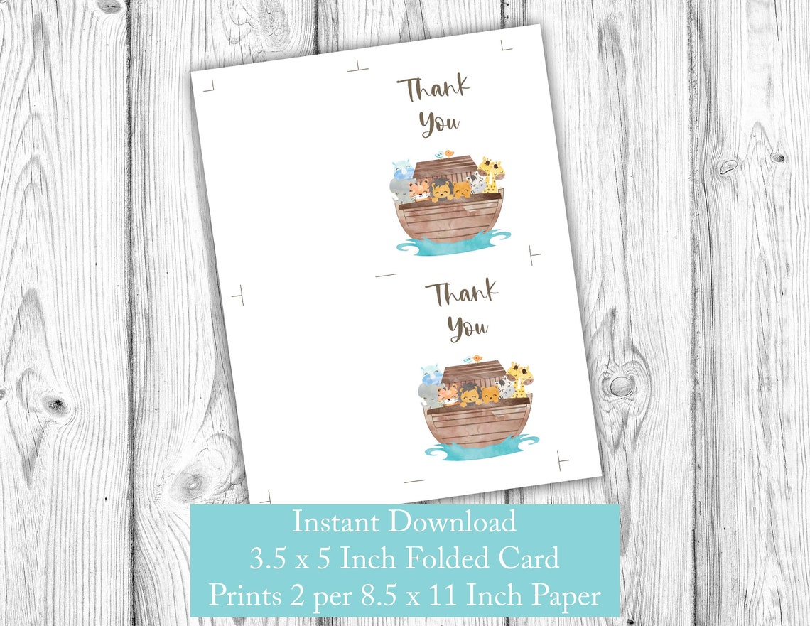 Noah's Ark Thank You Cards Noahs Ark Baby Shower - Etsy