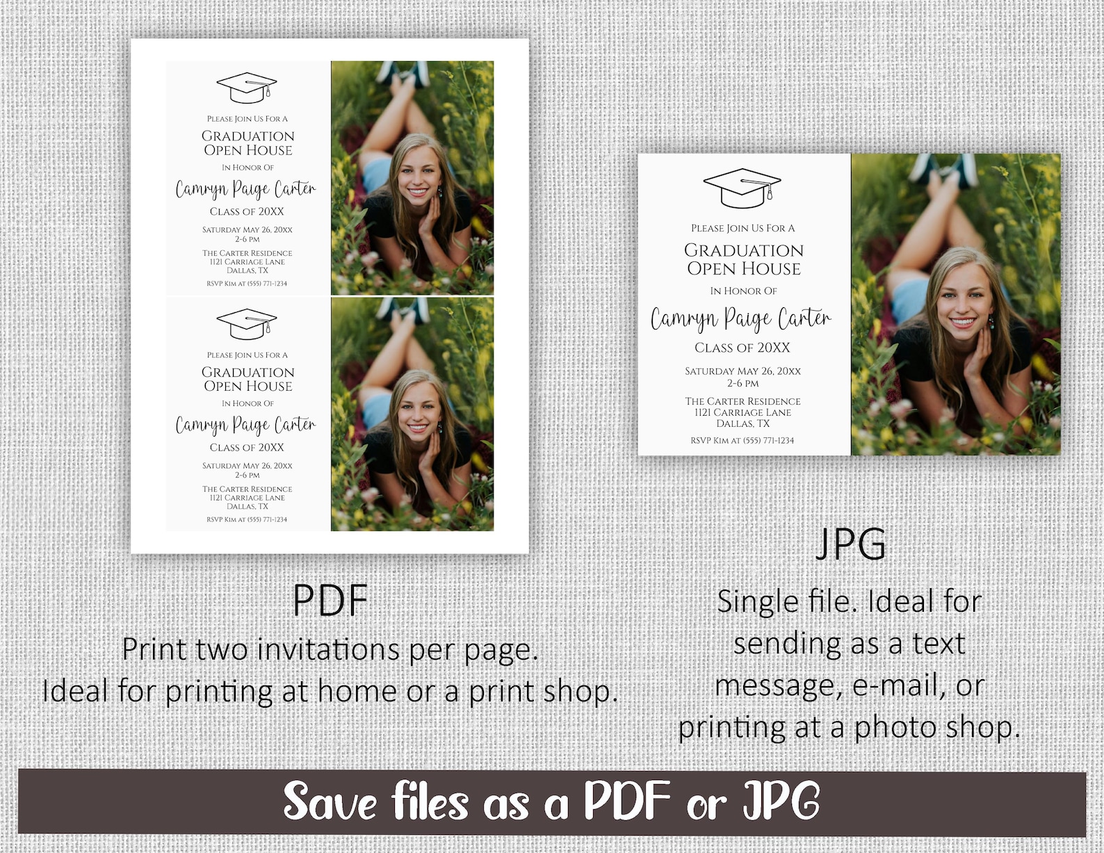 Graduation Party Invitation With Photo, Editable 5x7 Inch Graduation ...