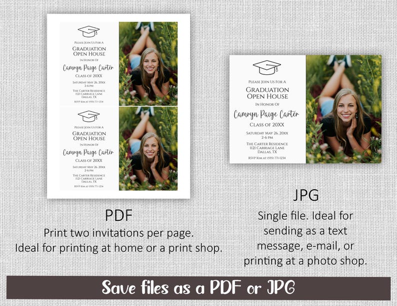 Graduation Party Invitation With Photo, Editable 5x7 Inch Graduation ...