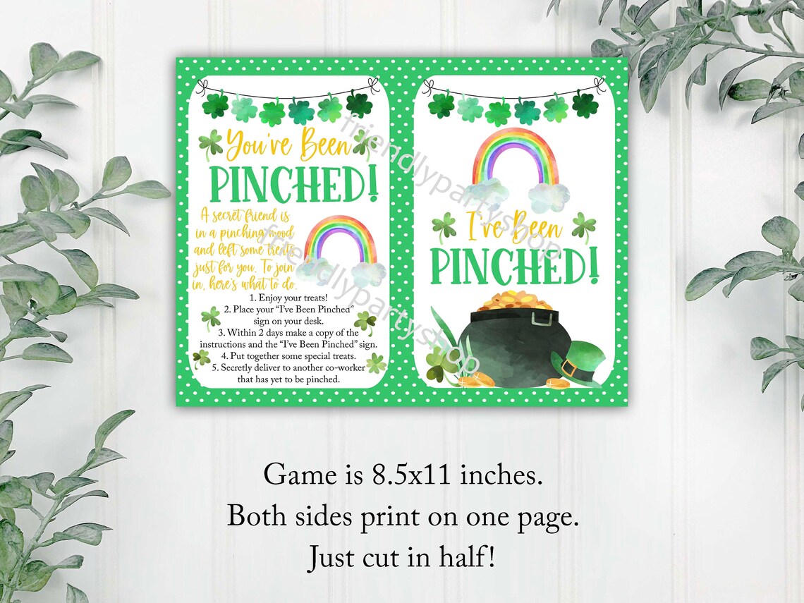 I've Been Pinched Coworker Office Game, You've Been Pinched, St Patrick ...