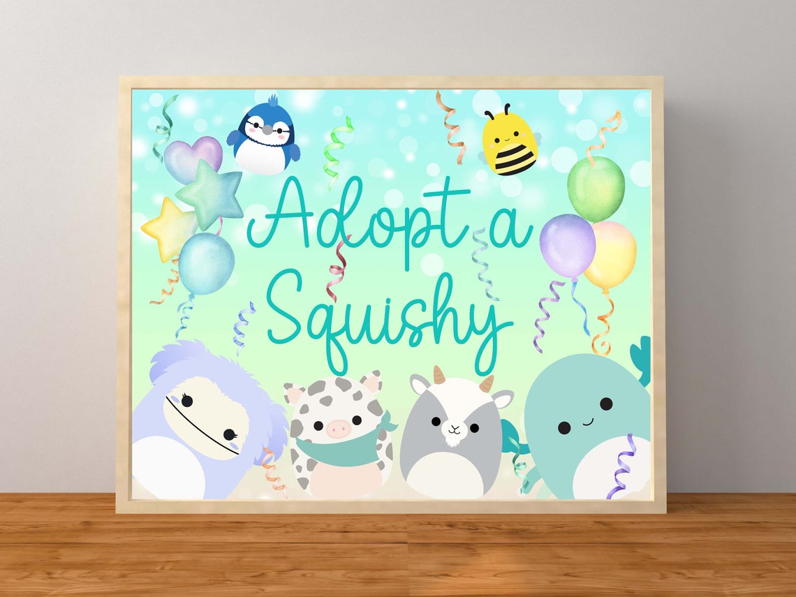 Adopt a Squishy Certificate and Sign, Squish Birthday Party, Squishy ...