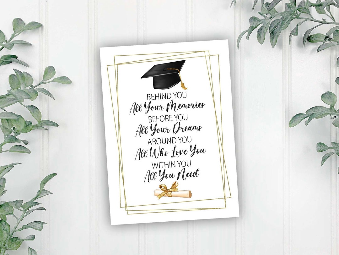 Graduation Card, Inspirational Graduation 5x7 Inch Card, Behind You ...