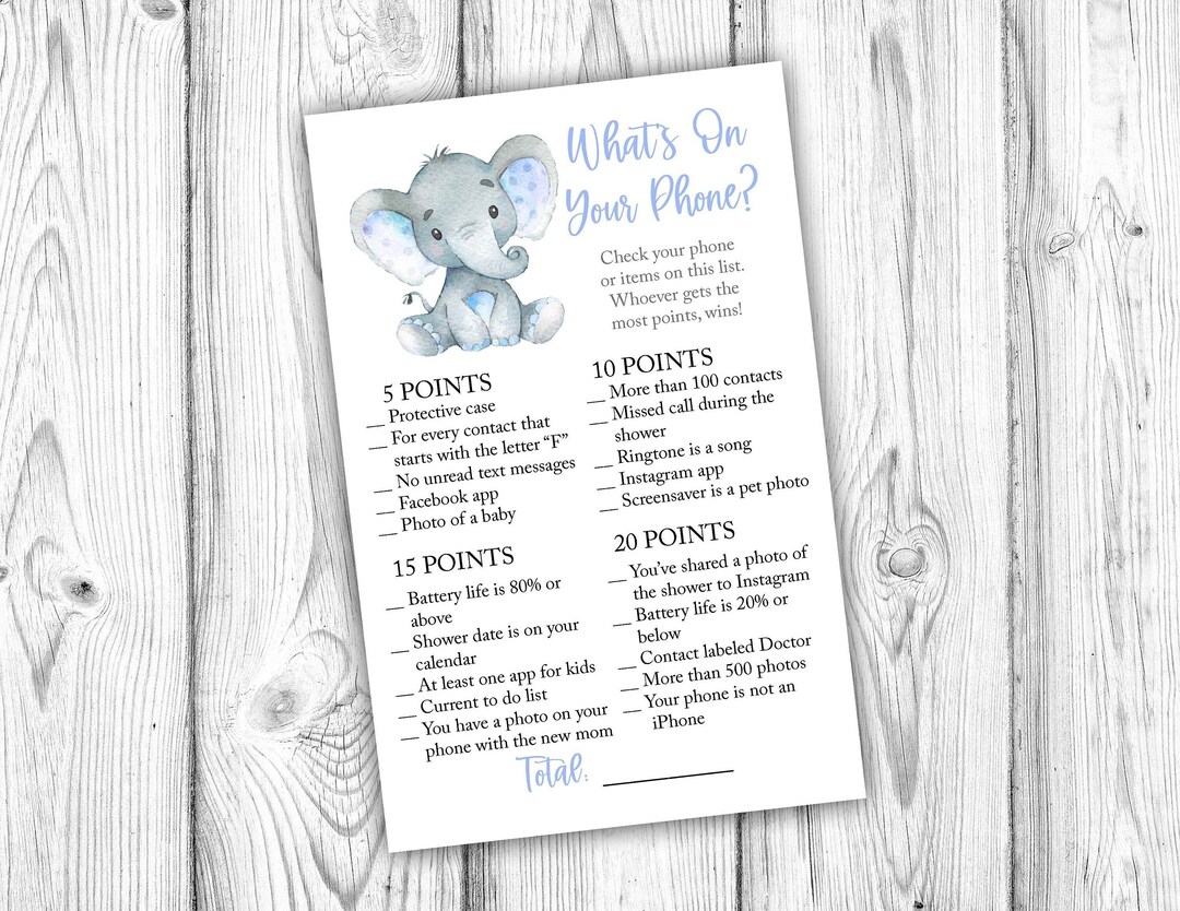Elephant What's in Your Phone Game, What's on Your Phone Game, Blue ...