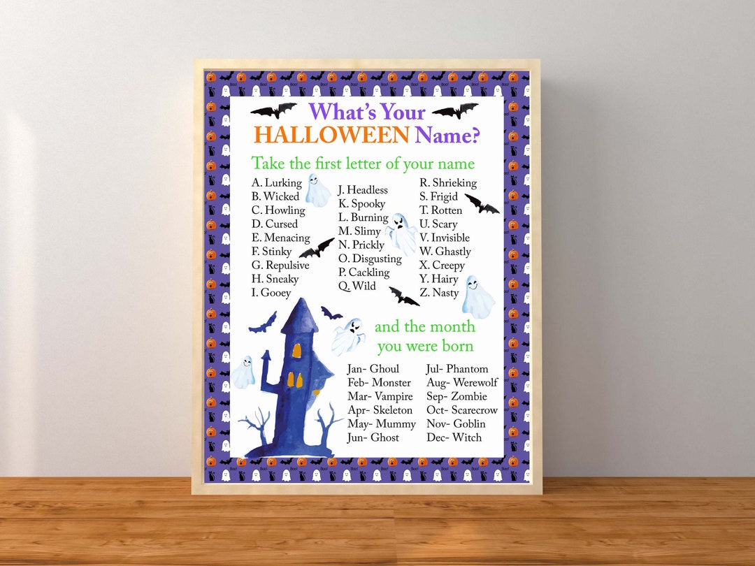 Halloween Name Game, What's Your Name Game, Halloween Party, Halloween ...